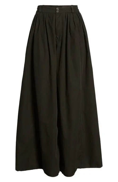 Ag Hadley High Waist Pleated Culotte Pants - Super Black